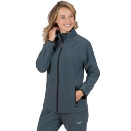 Trainingsjacke TRIGEMA "TRIGEMA Raglan-Jacke mit Netzinnenfutter", Damen, Gr. XXL, grau (anthrazit), 74% Nylon, 26% Elastan, sportlich, Jacken