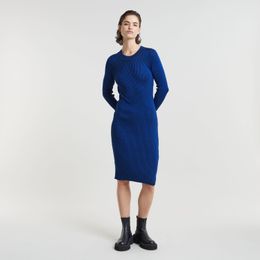 G-Star Raw Strickkleid G-STAR "Plated Slim Knit Dress" Gr. M, N-Gr, blau (racing blue, osaka blue rib) Damen Kleider