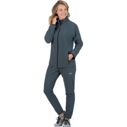 Jogginganzug TRIGEMA "TRIGEMA Bequemer Jogginganzug für Sport und Freizeit", Damen, Gr. XXL, grau (anthrazit), 74% Nylon, 26% Elastan, casual, Sportanzüge