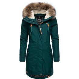 Winterjacke Ragwear "Tawny" Gr. XXL (44), grau (graugrün) Damen Jacken stylischer Winterparka mit großer Kapuze und Kunstfellkragen