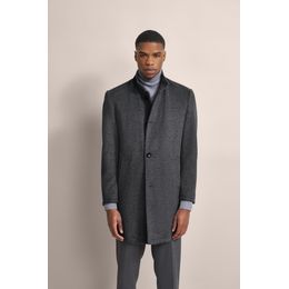 Kurzmantel Bugatti, Herren, Gr. 48, grau (dunkelgrau), 46% Polyester, 36% Wolle, 9% Baumwolle, 6% Viskose, 3% sonstige Fasern, unifarben, slim fit, normaler Saum, Mäntel, mit Stretchfunktion