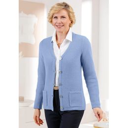 Strickjacke CLASSIC Gr. 52, blau (bleu) Damen Strickjacken