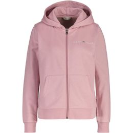 Kapuzensweatjacke Gant "REG PRINTED GRAPHIC ZIP HOOD", Damen, Gr. M, pink (dusty pink), Sweatware, Obermaterial: 80% Baumwolle, 20% Polyester, casual, regular fit, Sweatjacken, mit charakteristischer Retro-Wappengrafik