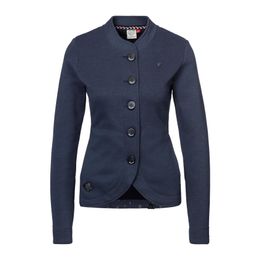 Sweatjacke Ragwear "AVALINA O" Gr. XS (34), blau (navy) Damen Sweatjacken maritimer Sweat-Blazer mit Kontrast-Details