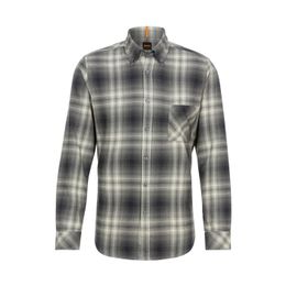 Flanellhemd BOSS Orange "Rickert_M" Gr. XXXL, N-Gr, grau (open grey076) Herren Hemden mit Button-down-Kragen