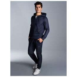 Freizeitanzug TRIGEMA "TRIGEMA Jogginganzug mit Kapuze und Reißverschluss" Gr. XXL, blau (navy) Herren Sportanzüge