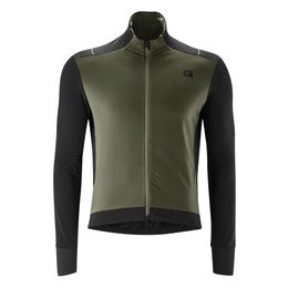 Radtrikot Gonso "BAVELLA" Gr. S, grün (olivgrün), Herren, 87% Polyester; 13% Elasthan, Trikots, Herren langarm Fahrradtrikot mit effizienter Wärmeisolierung