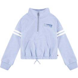 Sweatshirt LEVI'S KIDS Gr. 14 (158), blau (brunnera blau), Mädchen, Obermaterial: 65% Baumwolle, 35% Polyester, Sweatshirts, mit Kordelzug FOR GIRLS