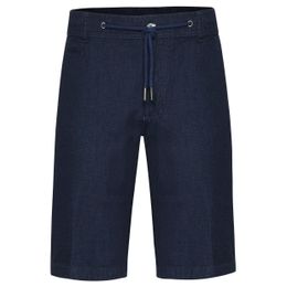 Bermudas Bugatti Gr. 50, Normalgrößen, blau (marine), Herren, 55% Baumwolle, 44% Leinen, 1% Elasthan, Hosen, mit Kordelzug