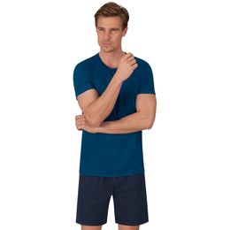 Schlafanzug TRIGEMA "TRIGEMA Kurzer aus Biobaumwolle (kbA)" Gr. L, blau (saphir, c2c) Herren Homewear-Sets