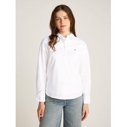 Hemdbluse Tommy Hilfiger "STRETCH OXFORD REGULAR SHIRT" Gr. 32, weiß (th optic white) Damen Blusen mit Logostickerei