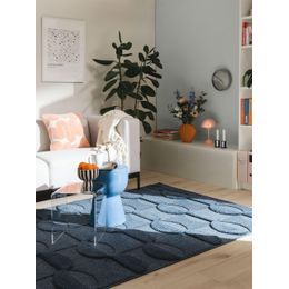 benuta Pop Kurzflor Teppich Haro Blau 80x150 cm - Moderner Kurzflor-Teppich für Wohnzimmer