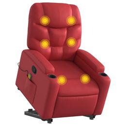 vidaXL Sessel Massagesessel mit Aufstehhilfe Rot Kunstleder (1-St)