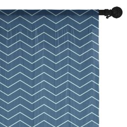 Abakuhaus Gardine schiere Drapierung für Hochzeit Party 2 Panels, Navy blau Zigzags Chevron-Linien