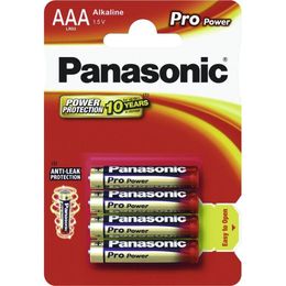 Panasonic LR03PPG/4BP Pro Power Batterien 4er Blister Batterie, (1,5 Volt V), Alkaline Technologie für lange Laufzeit, blau