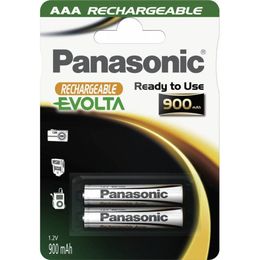 Panasonic HHR-4XXE/2BC 2er Blister Ni-MH Akkus. Batterie, (1,2 Volt V), Wiederaufladbare Ni-MH Micro-Akkus mit 900 mAh Kapazität, blau