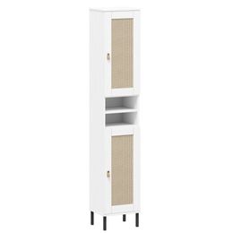 Lebenswert Hochschrank WZ-0800 2 Türen, 2 Fächer, Kiefer massiv weiß lackiert - 35x190x32 (BxHxT)