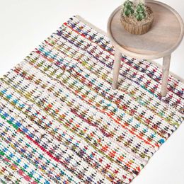 Homescapes Teppich Bunter handgewebter Chindi-Teppich aus Baumwolle, 90 x 150 cm, Höhe: 20 mm