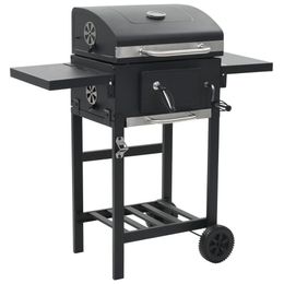 vidaXL Holzkohlegrill Holzkohlegrill mit Unterer Ablage Schwarz