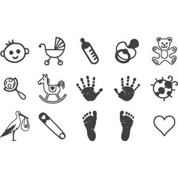Heyda Stempel Stempelset Holz Baby/Babymotive 1,5x1,5cm VE=15 Stück