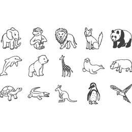 Heyda Stempel Stempelset Holz Zootiere Tiermotive 1,5x1,5cm VE=15 Stück