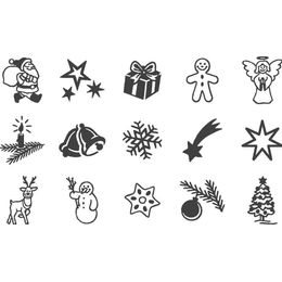 Heyda Stempel Stempelset Holz Weihnachtsmotive 1,5x1,5cm VE=15 Stempel