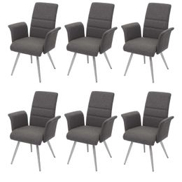 MCW Esszimmerstuhl -G55-5 (Stühle mit Armlehne, 6 St), 6er-Set, Inklusive Fußbodenschoner, dekorative glänzende Ziernaht, braun|grau