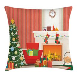 Abakuhaus Kissenbezüge Kissenhülle mit Farbfesten Klaren Farben Beidseitiger Druck, (1 Stück), Kamin Weihnachten Wesentliche Zimmer, bunt