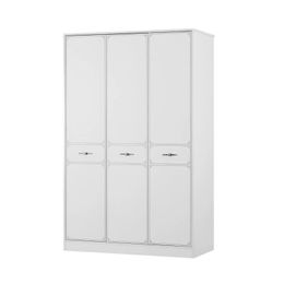 JVmoebel Drehtürenschrank Luxus Kleiderschrank Holzschrank Möbel Holz Weiß 3 Tür Design (1-St., Kleiderschrank) Made in Europa