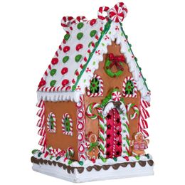 Christmas Paradise Weihnachtshaus XL Lebkuchenhaus 37 cm, Weihnachtsdeko, braun-weiß