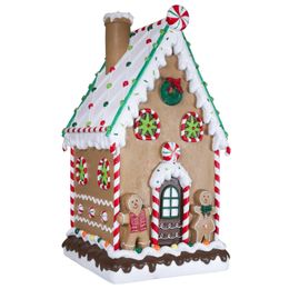 Christmas Paradise Weihnachtshaus XL Lebkuchenhaus 52 cm, Weihnachtsdeko, braun-weiß