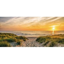 Bönninghoff Leinwandbild, Sonnenuntergang, Strand (1 St), BxH: 70x33 cm, beige|blau|bunt|grün