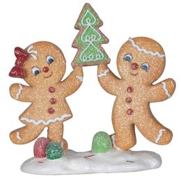 Christmas Paradise Weihnachtsfigur Lebkuchen Pärchen 17cm (Dekofigur, 1 St), Weihnachtsdeko Lebkuchenmann und Lebkuchenfrau mit Glitzer