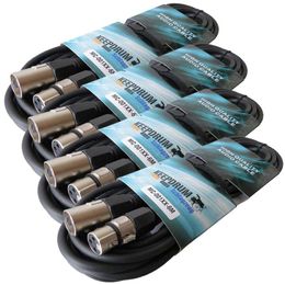 keepdrum 6 Meter Mikrofonkabel MC-001XX-6M XLR 4 Stück Audio-Kabel, XLR, 4 Stück, schwarz