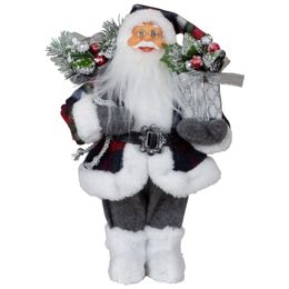 Christmas Paradise Weihnachtsmann Benny, 3 Größen (30-60cm) (Deko Figur, 1 St., stehend), rot-grau, kariert