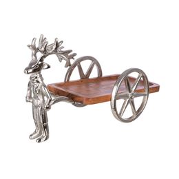 Gilde Dekofigur HIRSCH - Figur mit Anhänger - silber - B. 42cm - Weihnachtsdekoration (1xFigur, 1 Stück)