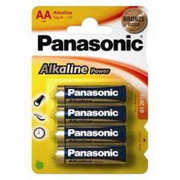 Panasonic LR6APB/4BP Alkaline Batterien 4er Packung. Batterie, (1.5 V V), Alkaline Batterien für AA-Geräte, blau