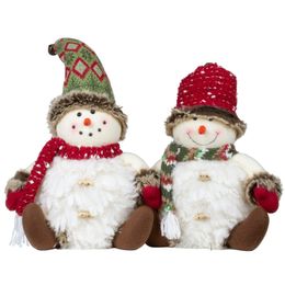 Christmas Paradise Weihnachtsfigur Schneemann 49 cm mit LED (Dekofigur, 2 St., sitzend, leuchtet), Weihnachtsdeko, weiß