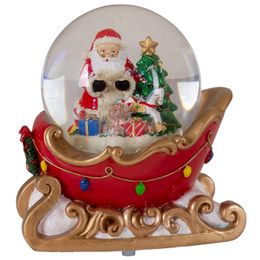 Christmas Paradise Schneekugel mit Spieluhr 16 cm (Weihnachtsdeko, 1 St., spielt weihnachtliche Musik), Weihnachtsmann mit Schlitten, rot-bunt