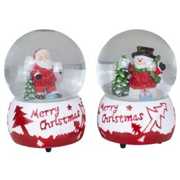 Christmas Paradise Schneekugel mit Spieluhr 15 cm (Weihnachtsdeko, 2 St., mechanisch aufziehbar), spielt weihnachtliche Musik, rot-weiß, bunt|rot