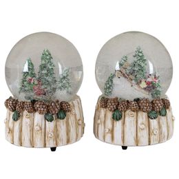 Christmas Paradise Schneekugel mit Spieluhr 15 cm (Weihnachtsdeko, 2 St., mechanisch aufziehbar), spielt weihnachtliche Musik, beige