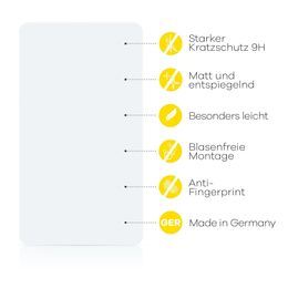 upscreen Displayschutzglas Panzerglasfolie für 22.6 cm (8.9 Zoll) [196.8 x 110.6 mm], Schutzglas Glasfolie matt entspiegelt, weiß