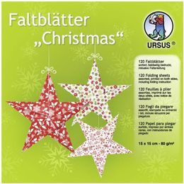 Ursus - Ludwig Bähr Bastelkartonpapier Faltblätter Christmas 80g/qm 15x15cm VE=120 Blatt 10 Motive