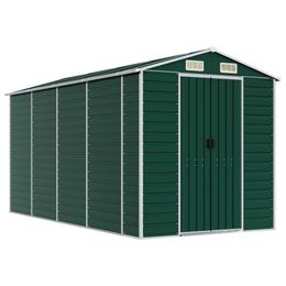 vidaXL Gartenhaus Gerätehaus Grün 191x385x198 cm Verzinkter Stahl
