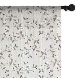Abakuhaus Gardine schiere Drapierung für Hochzeit Party 2 Panels, Blatt Minimalist Eco Muster, grau