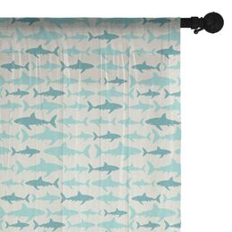 Abakuhaus Gardine schiere Drapierung für Hochzeit Party 2 Panels, Ozean Schwimmen Sharks in Sea, beige