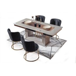 JVmoebel Esszimmer-Set Stilvolles Esszimmer Set Rechteckiger Esstisch 4x Schwarze Stühle, (5-St., Esstisch + 4x Stühle), Made in Europa, grau