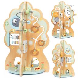 Mamabrum Lernspielzeug Holz Lernspielzeug 10 in 1 - Baumform, viele Spielelemente, beige