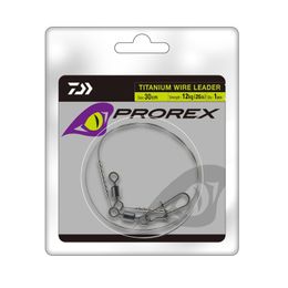 Daiwa Vorfachschnur, 30 m Länge, Prorex Titanium Vorfach 30cm 12kg/25lb Stahlvorfach montiert, 30 m