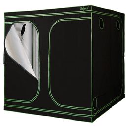 Zelsius Gewächshaus Grow Tent 200 x 200 x 200 cm schwarz/grün Pflanzenzucht Indoor, Belüftungsklappen mit Netzeinsatz
